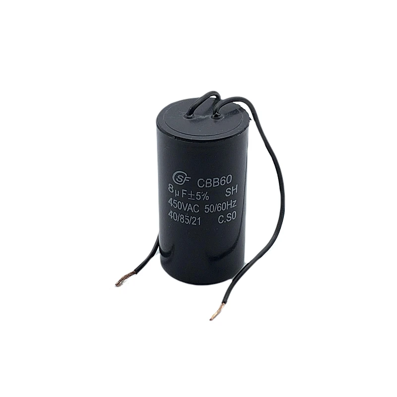 Cbb60 Motor Starting Ac 450vac 8uf Sh Capacitors 2 Wire Lead 8mfd Microfarad Washing Machine ...