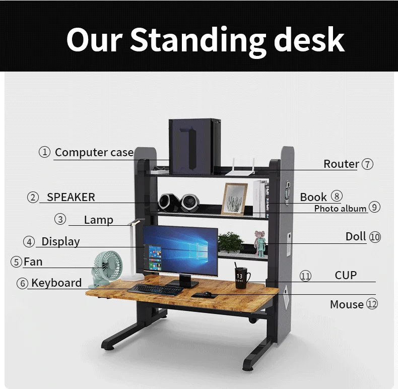 Icockpit Home Office Adjustable Height Desk Electric Standing Desk ...