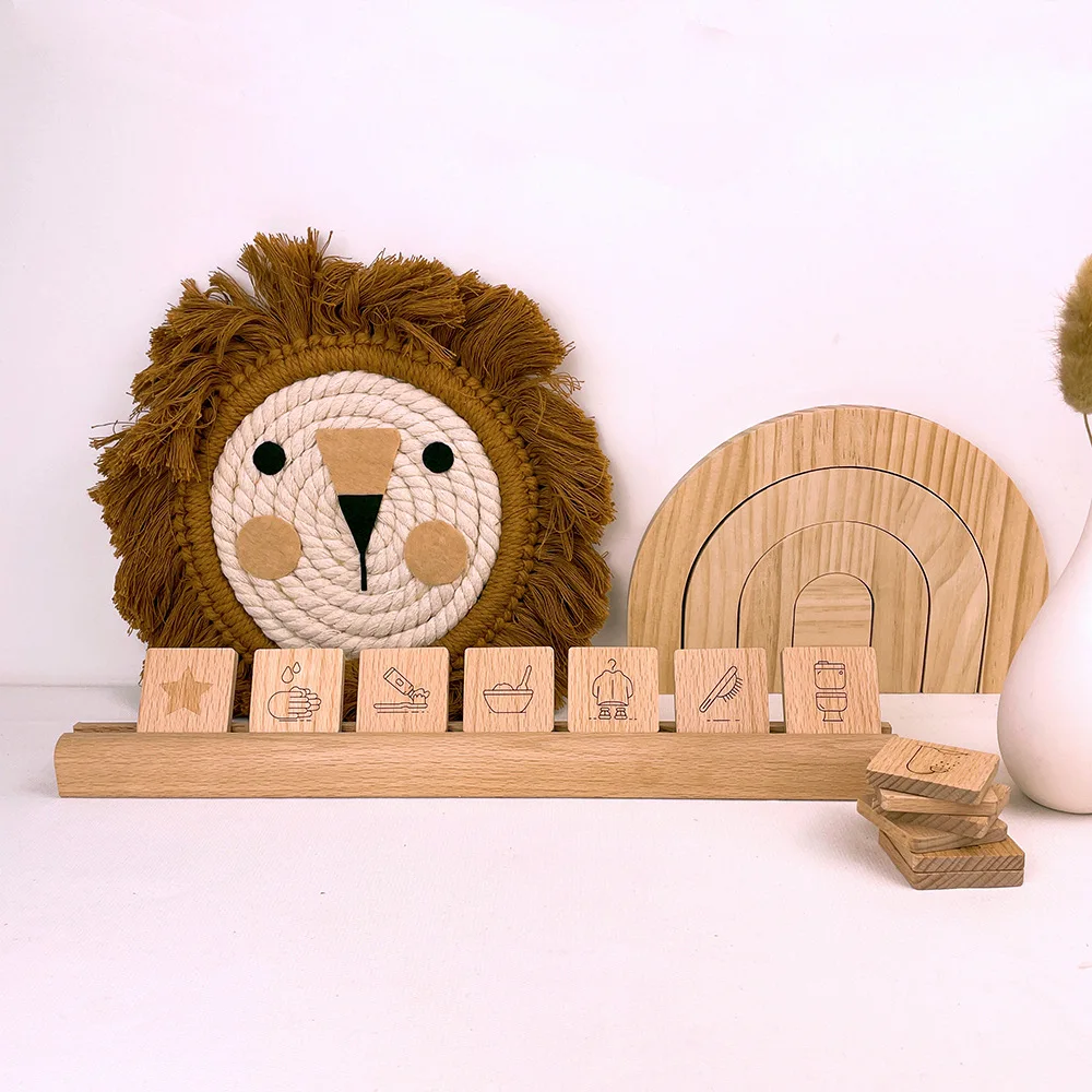Ins Style Montessori Daily Routine Wooden Cards Kids Toys Handcrafted ...