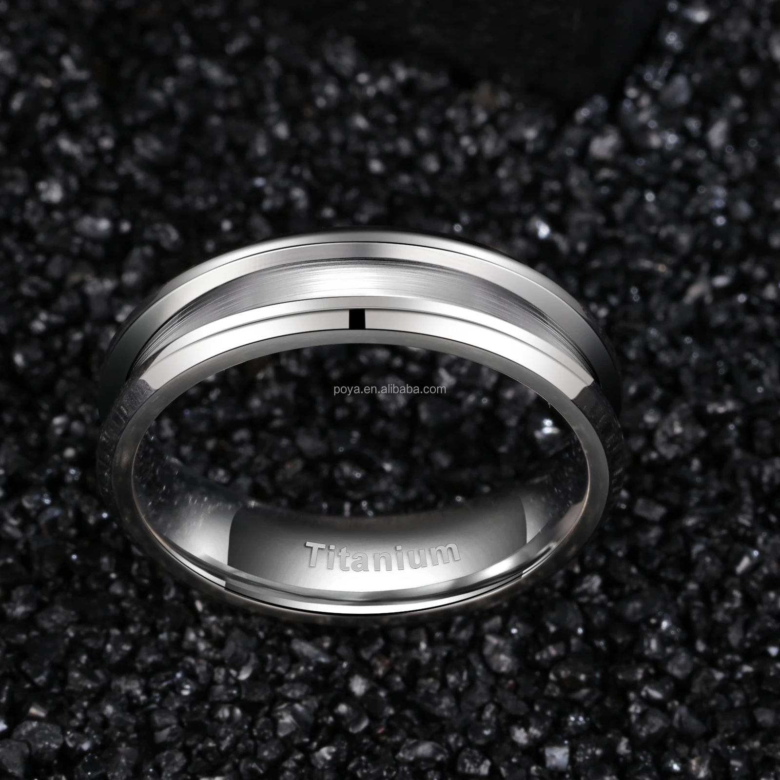 POYA High Polished Titanium Blank Ring for Inlay 8mm 6mm 4mm