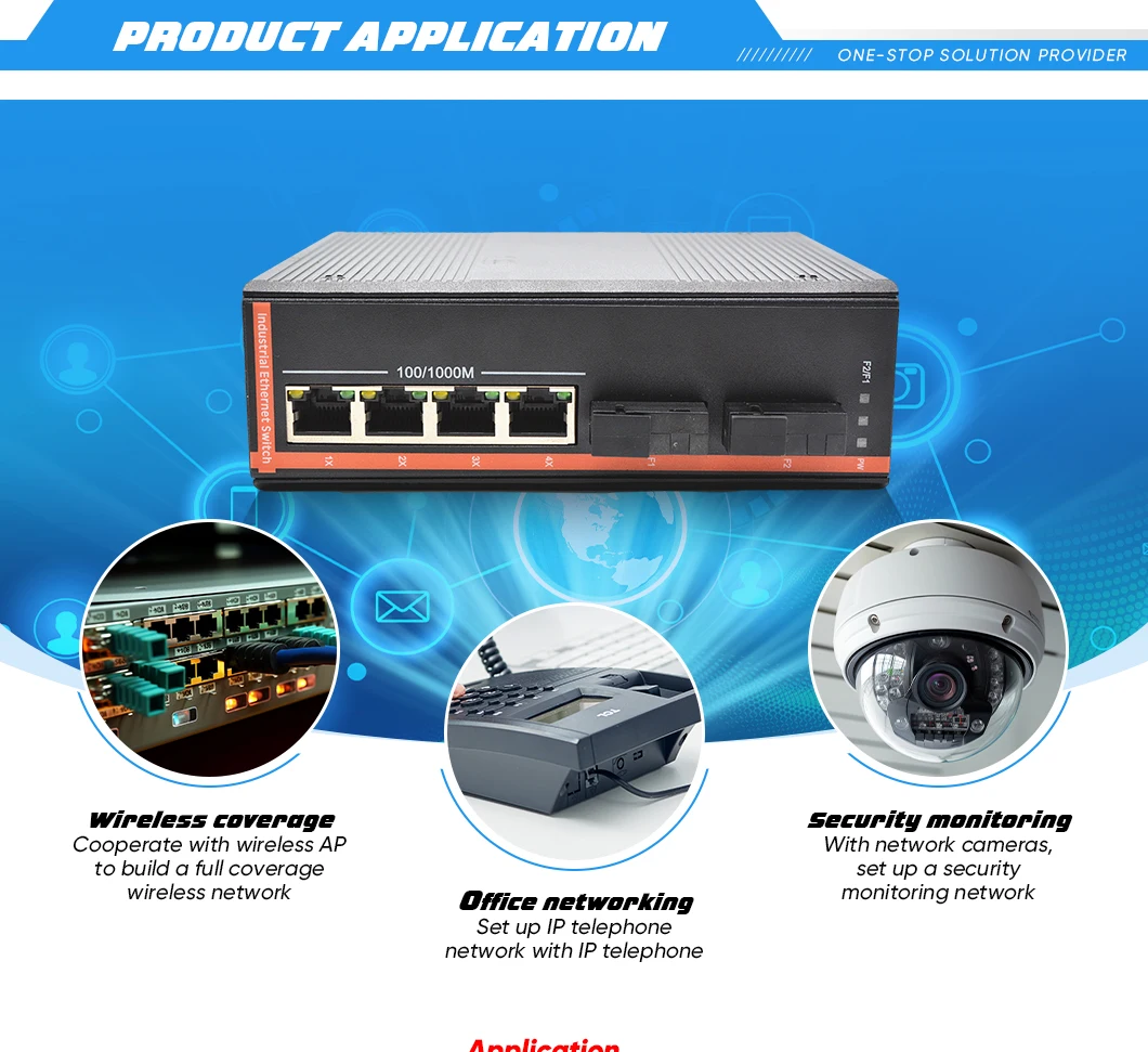 Din Rail Industrial Fiber Transceiver 4*10/100/1000m Rj45 Poe Ethernet+ ...