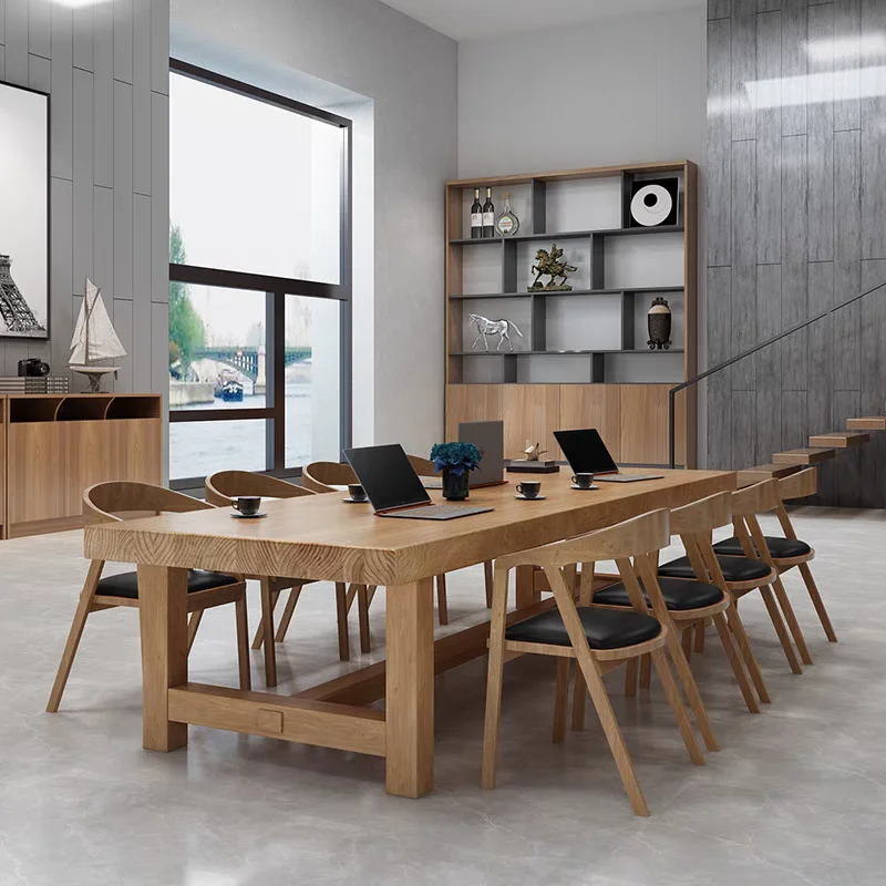 Rectangular Solid Wood Company Conference Table Natural Solid Wood Pine ...
