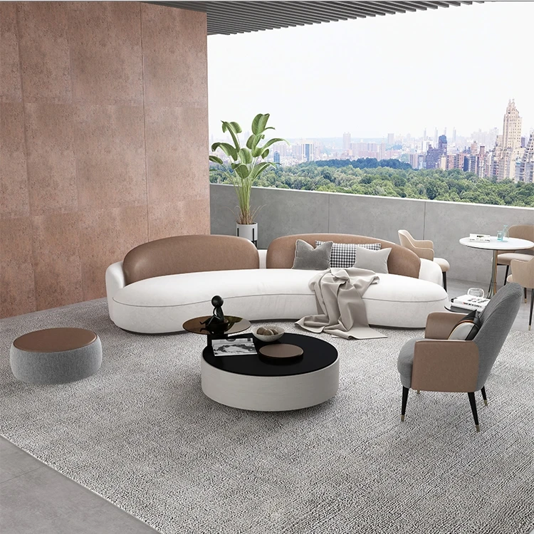 Hotel Lobby Leather Curved Sofa Fashion High End VIP Reception Sofa ...