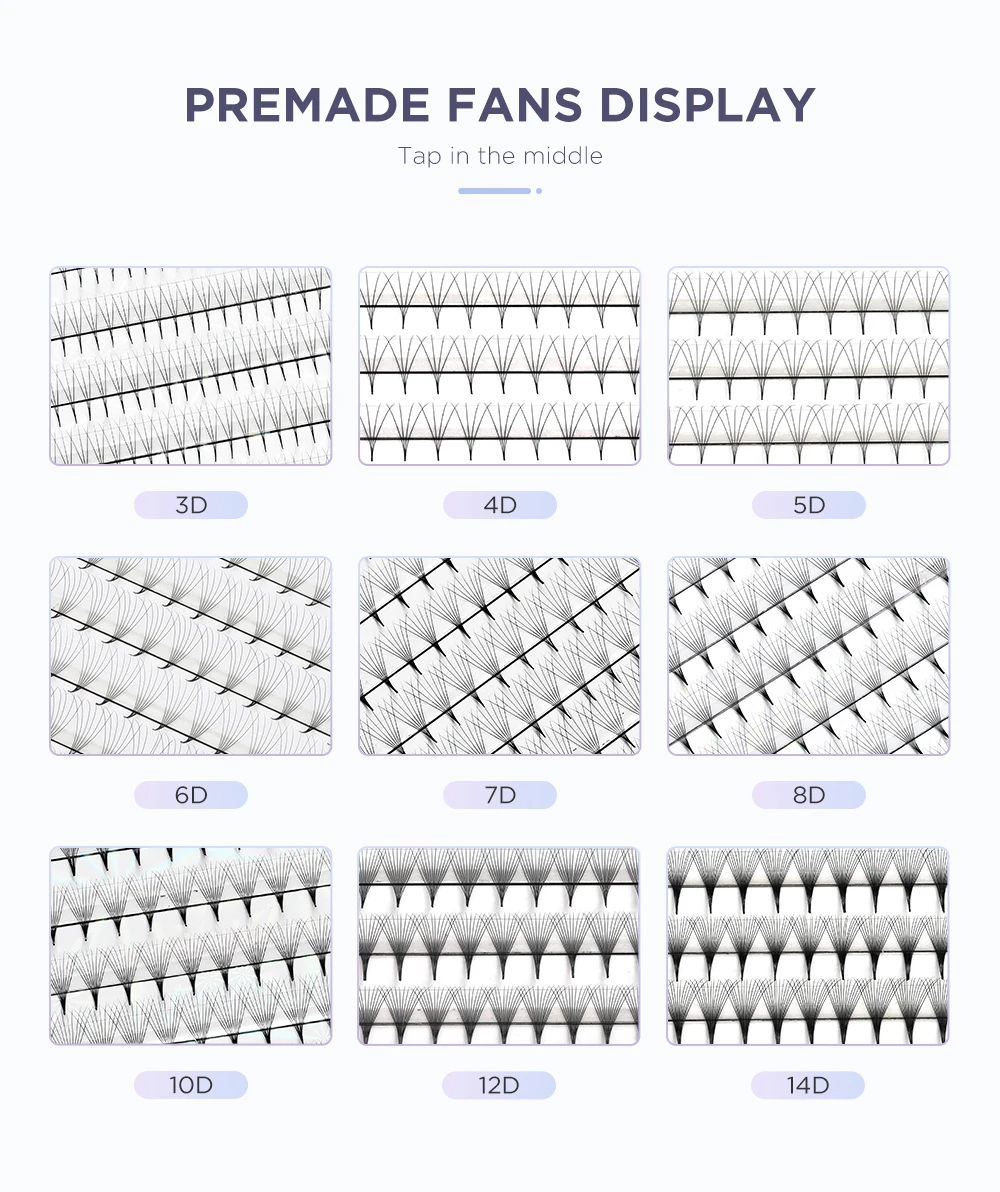 Pre Made Fans Flat Pointy Base Lashes - 3D Volume Eyelashes