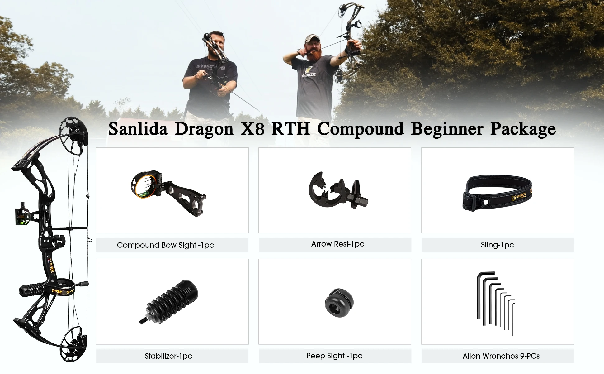 Sanlida Dragon X8 Compound Bow - Adjustable Hunting Kit