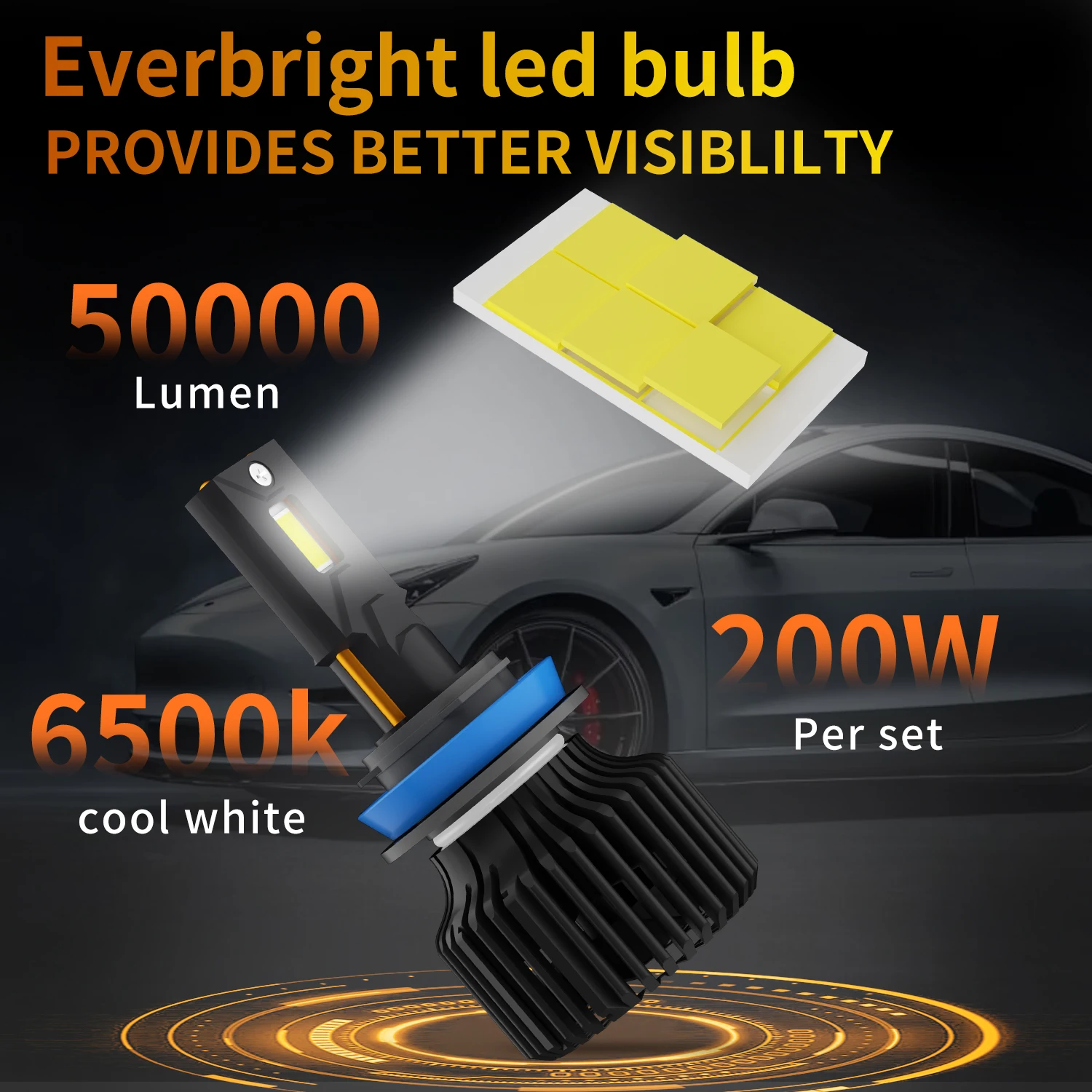 Auto Lighting System Car Led Headlight 200w 50000lm High Power H8 H9 H7 9005 H11 H4 Led ...