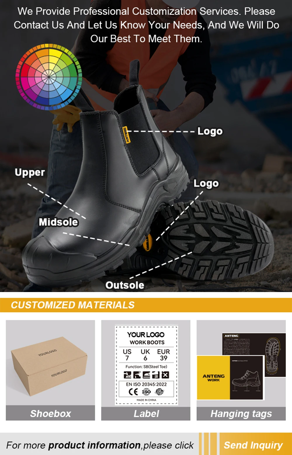 High Quality Anti-Static Steel Toe Safety Shoes Protective Industrial ...