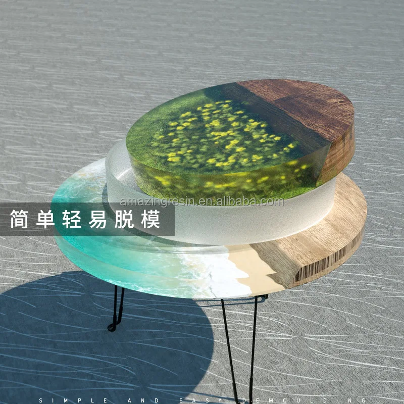 DIY Crystal Epoxy River Table Mold Mirror Round Desktop Resin Quicksand ...