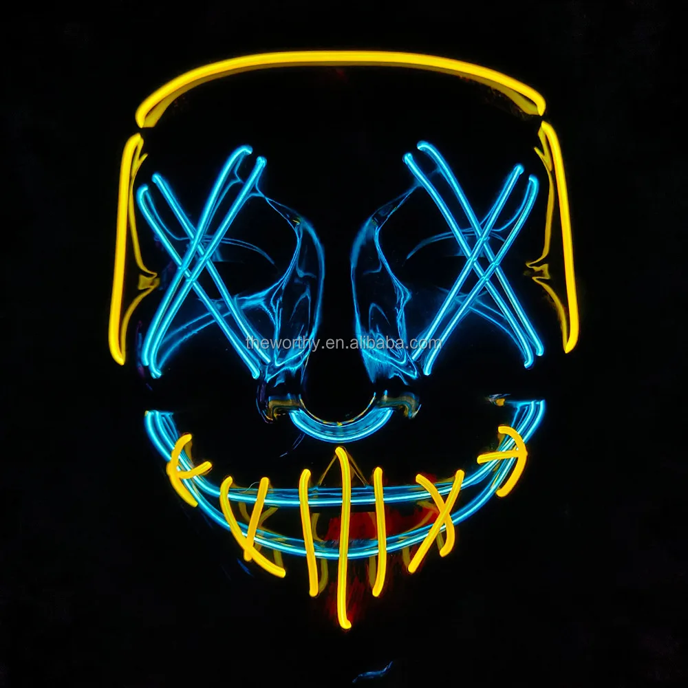 Tw-m115 Popular Halloween El Mask Glow In The Dark Two Color Llight ...