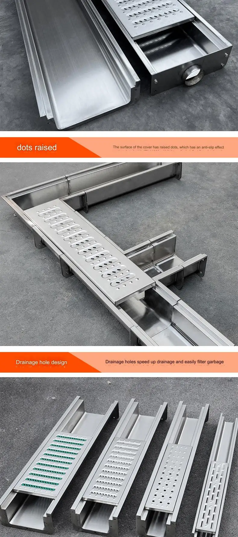 Customized 304 Stainless Steel Finished Gutters U Channel Drain Pipe ...