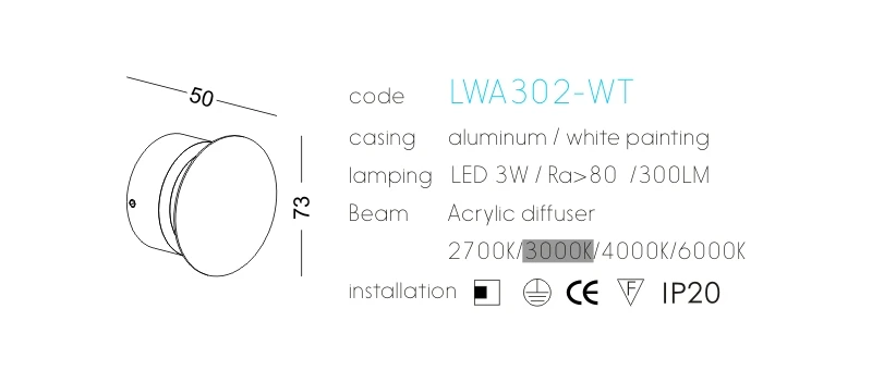 Aluminium White Painted 3w Small Led Wall Light Round Shaped Wall Lamps ...