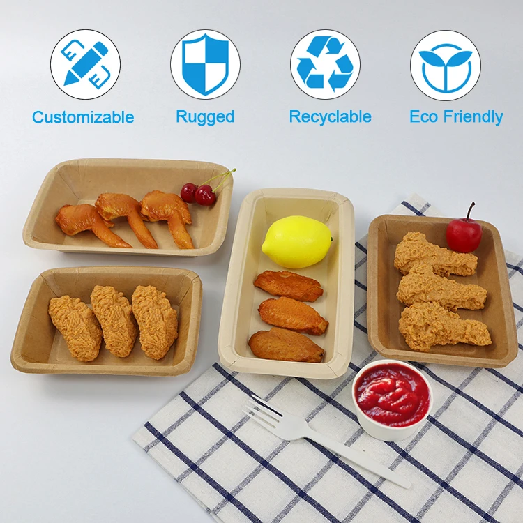 Takeaway Carry Out Paper Tray Fast Food Recycle Paper Tray ...