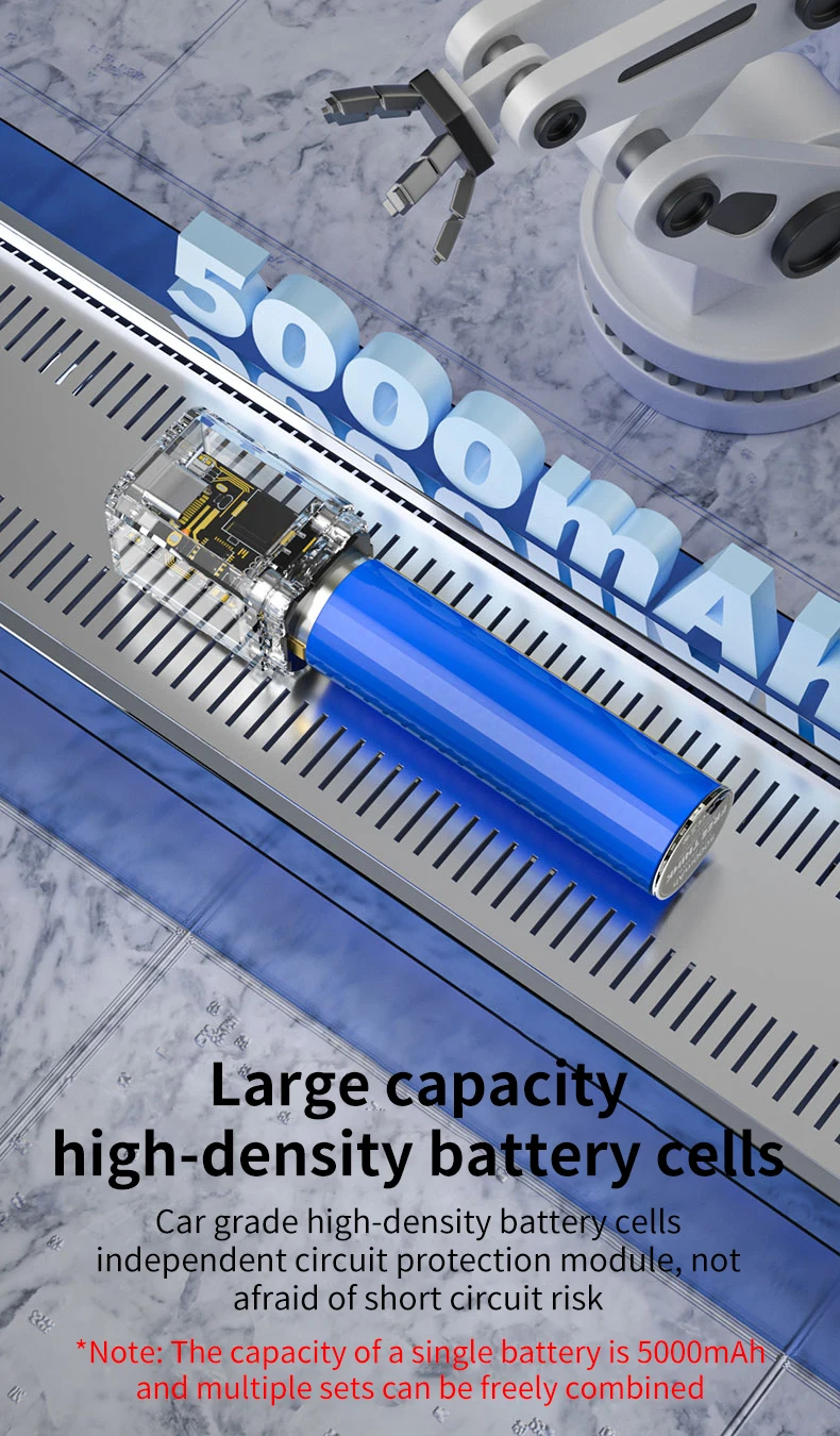 2024 New 21700 Lithium Cell Mini Power Bank 5000 Mah Battery Changeable ...