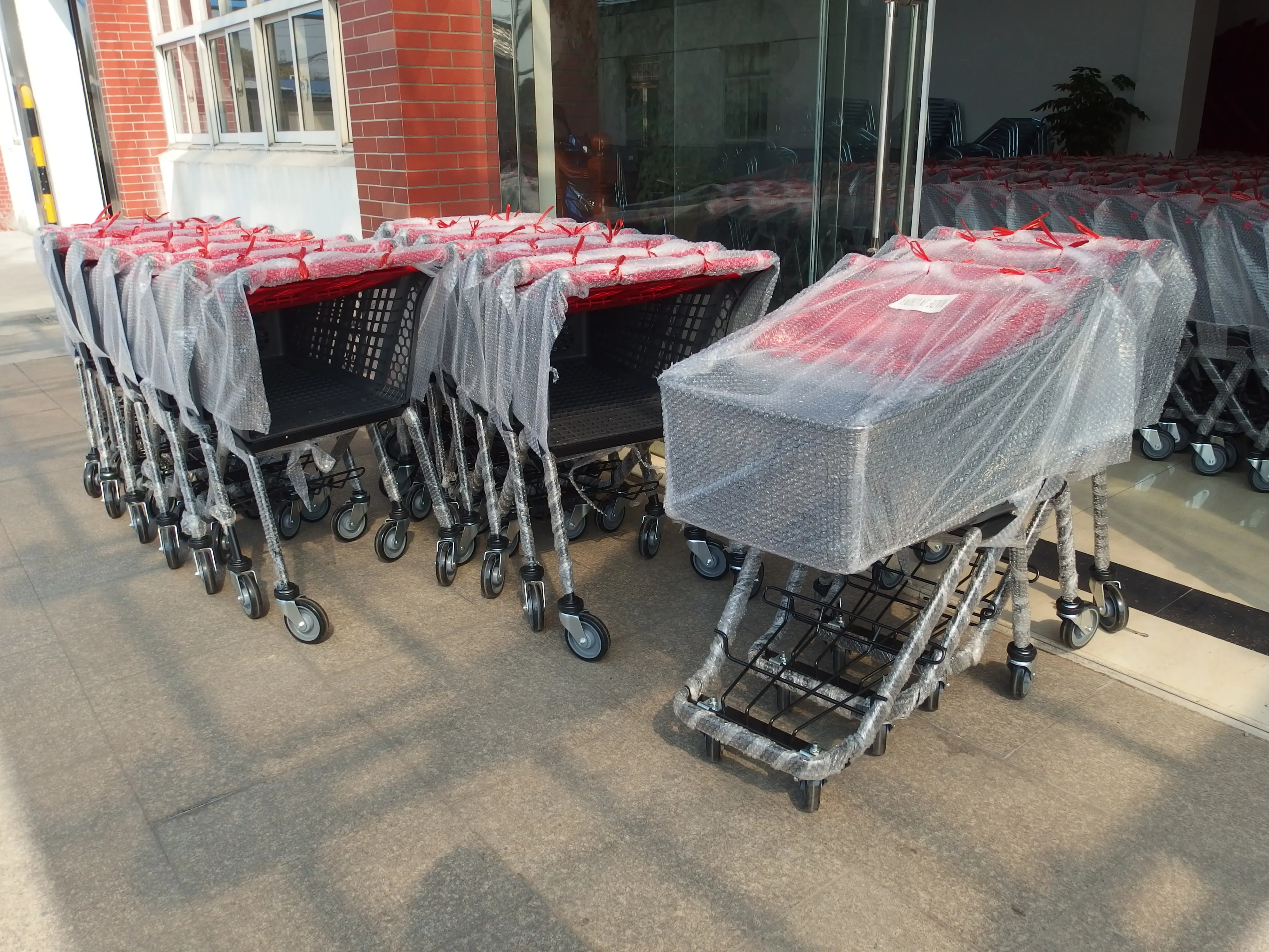 Supermarket Shopping Cart Plastic Folding Grocery Cart Trolley ...