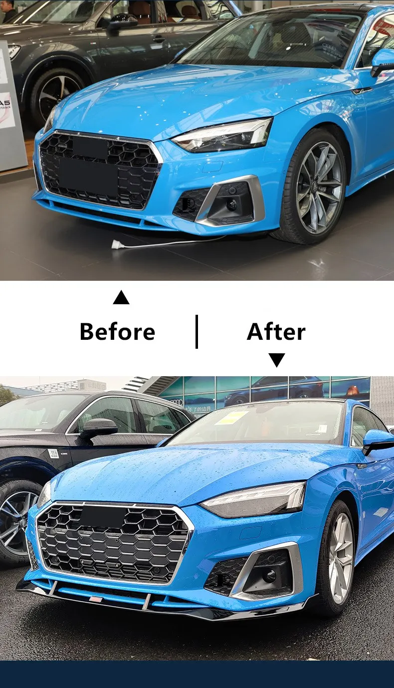 Auto Parts Car Front Bumper Lip For Audi A5 S Line 2021 2022 3-piece Type Front Splitter Spoiler ...