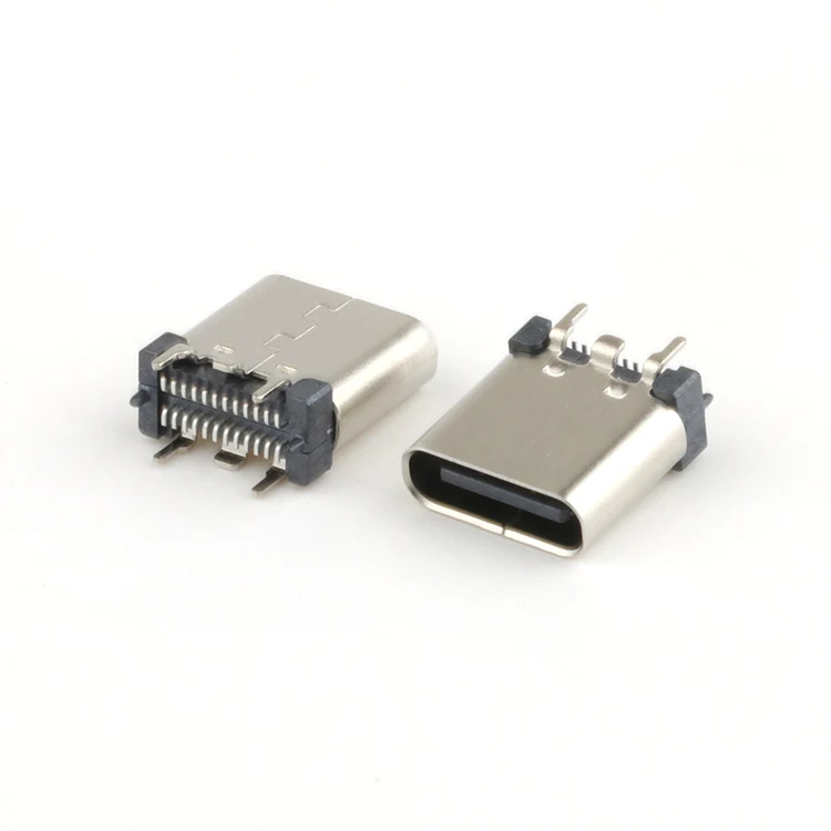 Vertical 24p Type C Female Usb Connector H=10.50mm Usb C Female Pcb ...