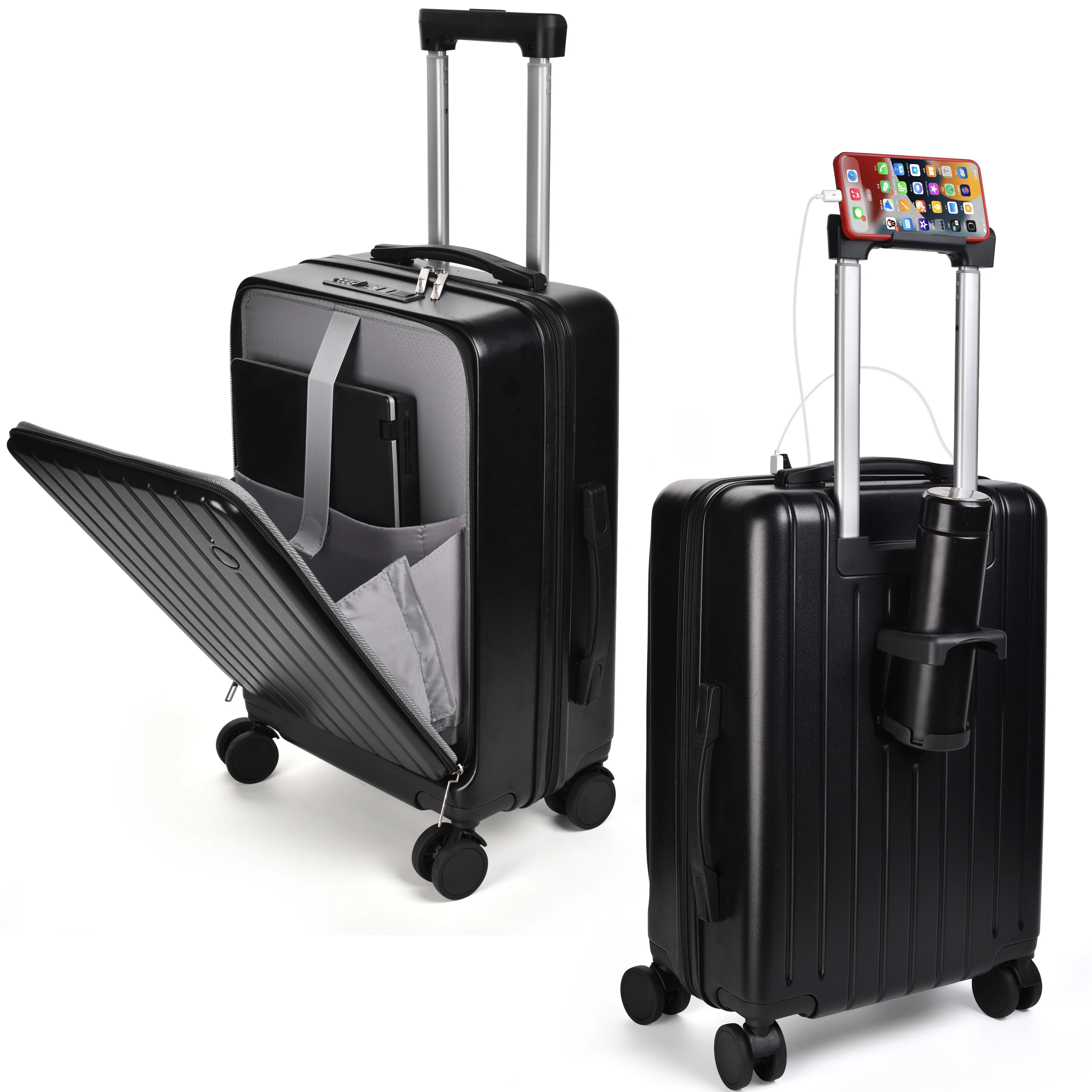 Latest Multi Front Opening Suitcase Cabin With Foldable Mobile Stand ...