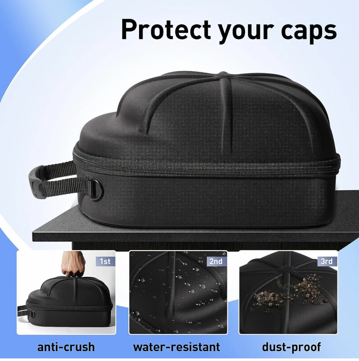 Custom Portable Hard Shell Zipper EVA Hat Case - Durable & Waterproof