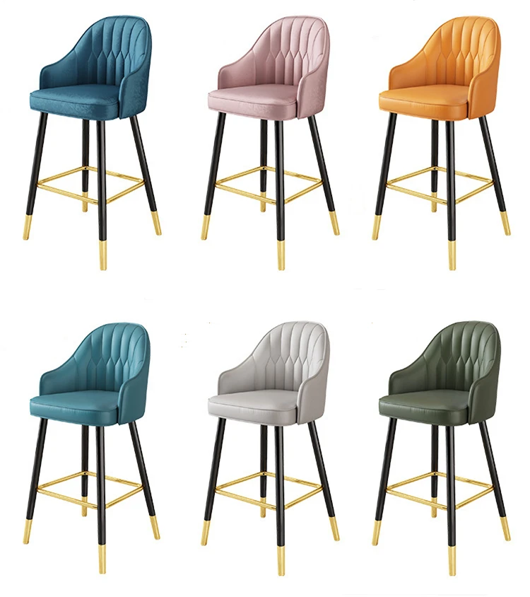 Modern Luxury Metal Leg High Stool Circular Pu Leather Bar Chair - Buy ...