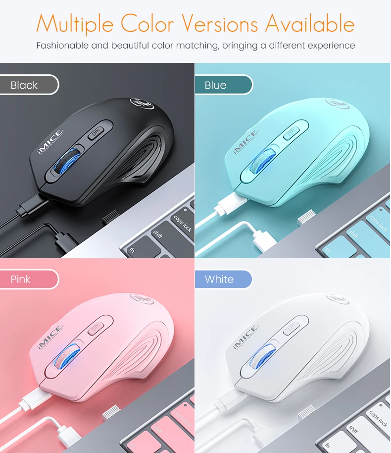 Imice G1800 Wireless Mouse - Dual Mode, 4 Buttons, 1600DPI