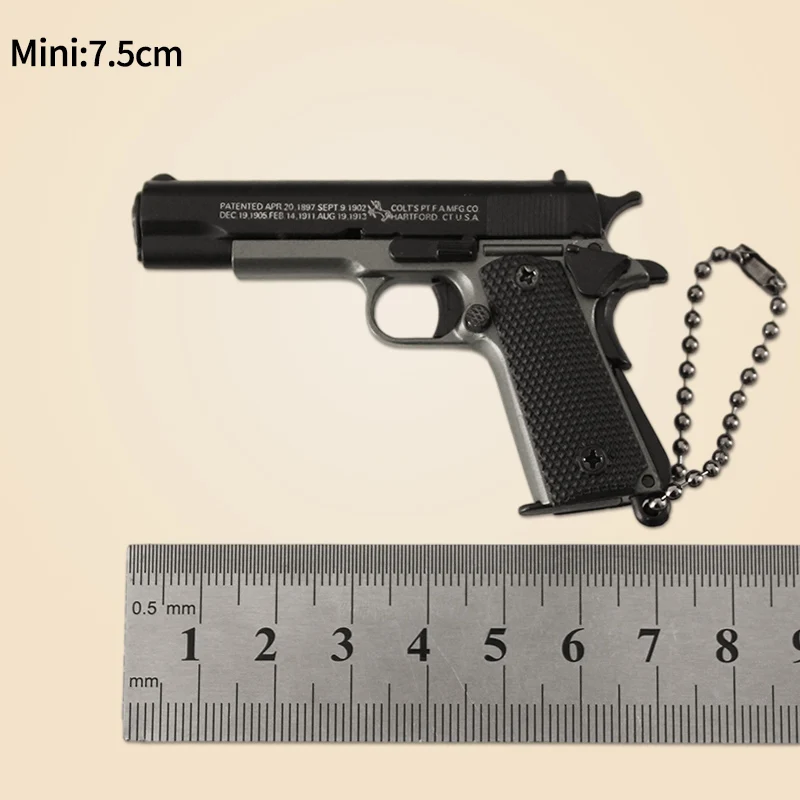 Wholesale 1:3 Mini Metal 7cm Toy Gun Keychain with Bullets