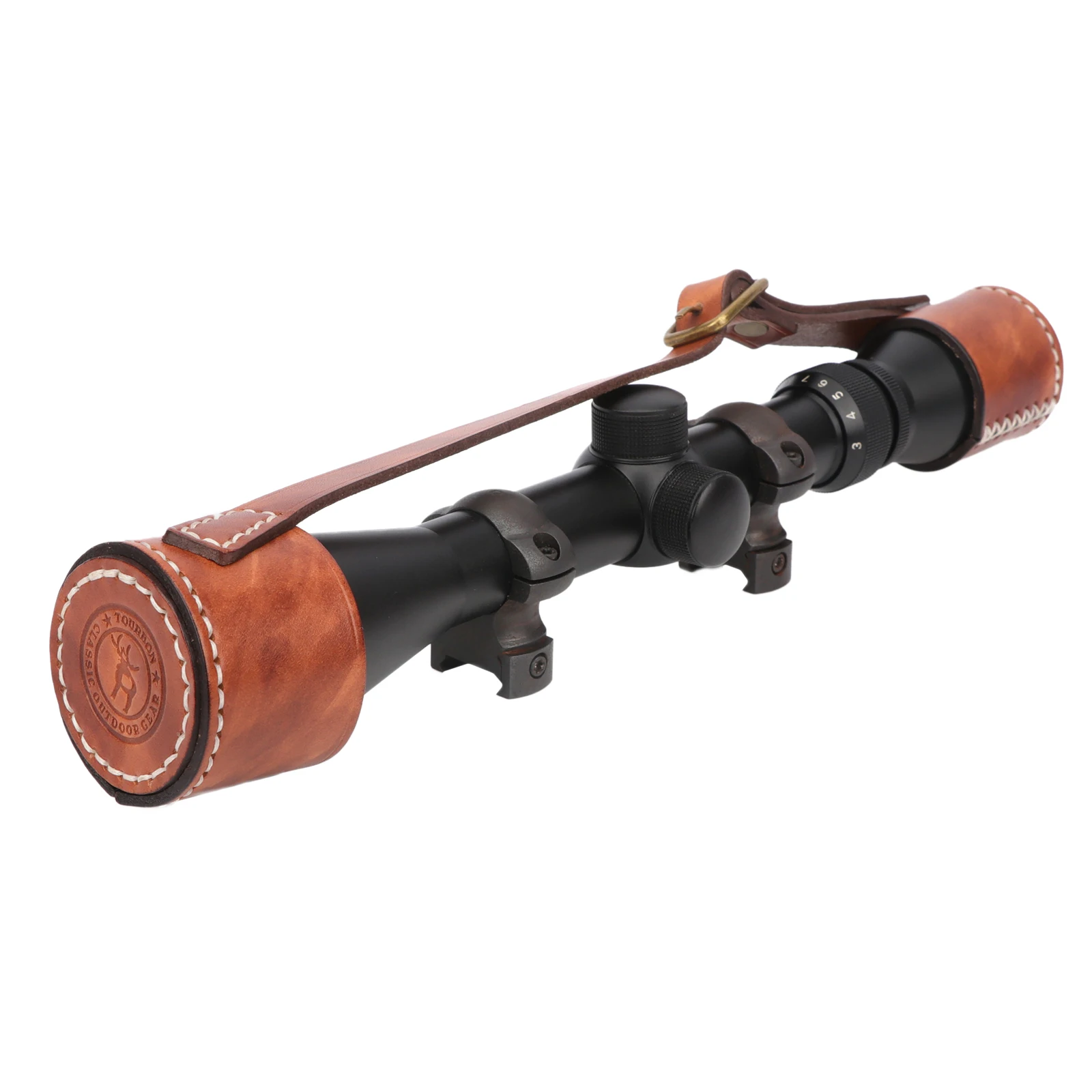 HIBO Handmade Leather Scope Mount Lens Cover - Adjustable & Durable