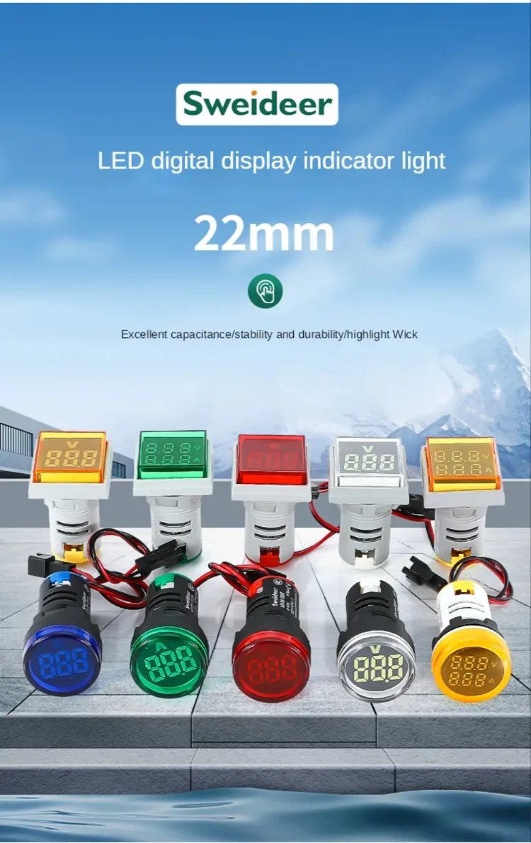 Mini square Round LED Digital Display Panel Voltmeter Ammeter HZ Meter ...