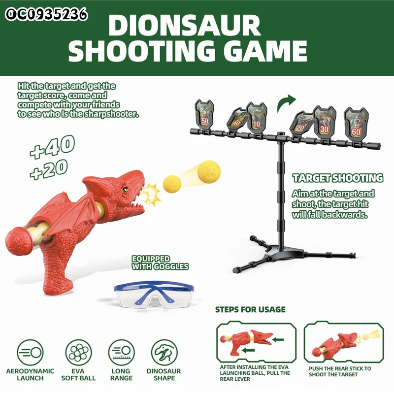 Dinosaur Shooting Plastic Kids Target Balls Soft Bullet Gun Toy With ...