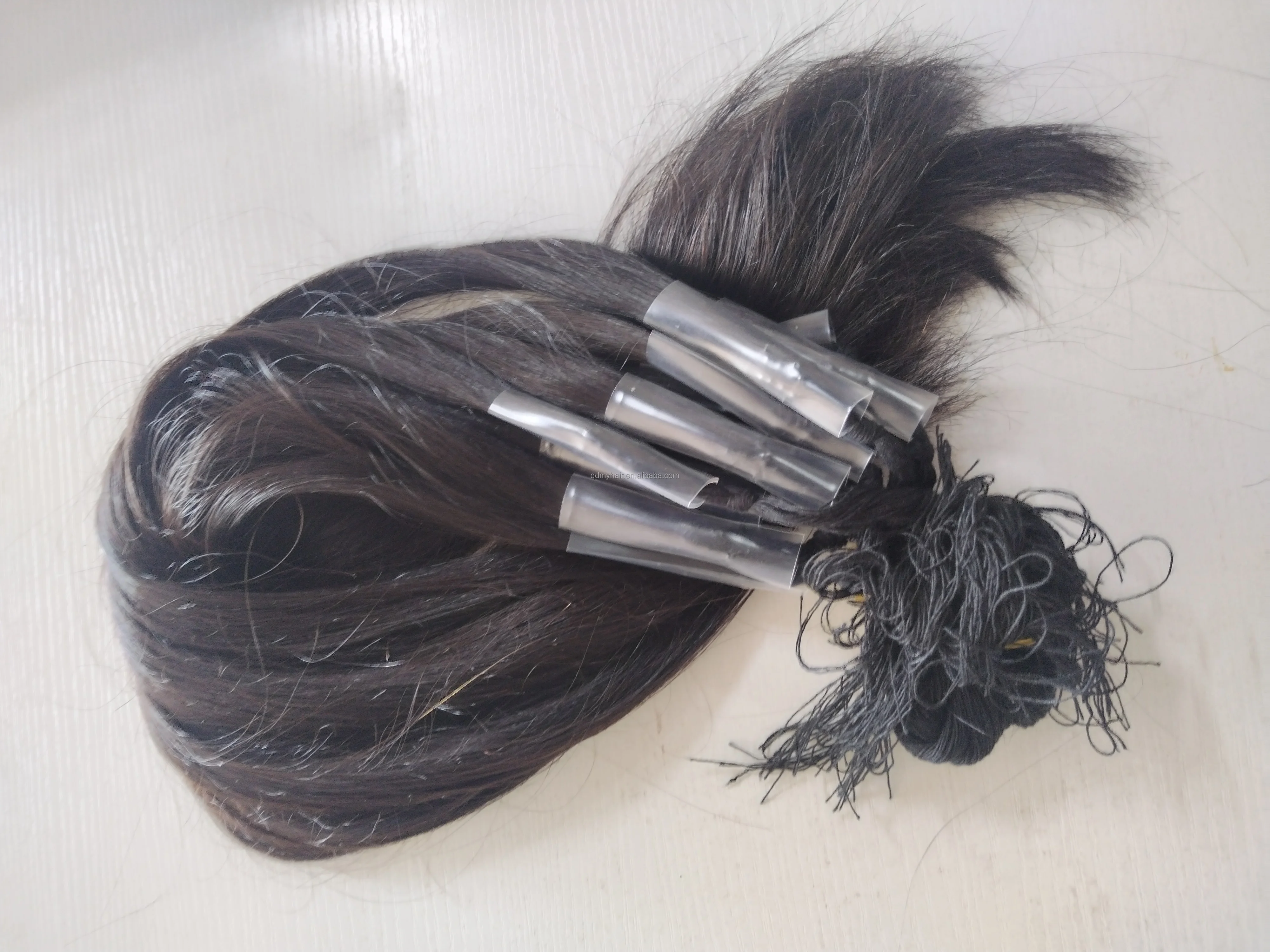 Natural Black Feathers Tip Blonde Human Hair Extension Double Line ...