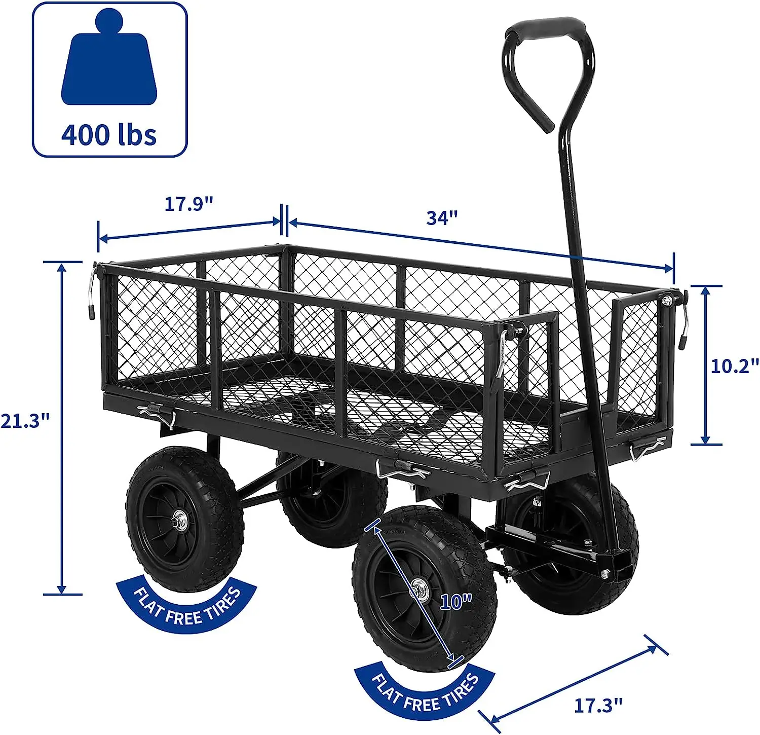 4 Wheels Garden Cart - Durable, Versatile, and Collapsible