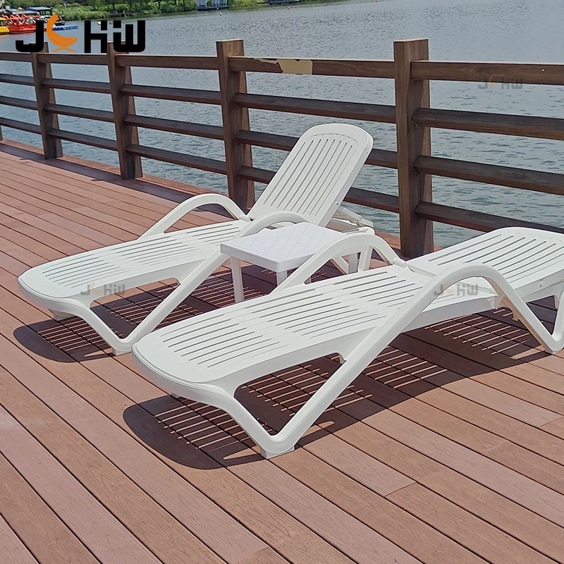 Outdoor Beach Sun Lounger Plastic Chaise Lounge Chair for Garden and ...