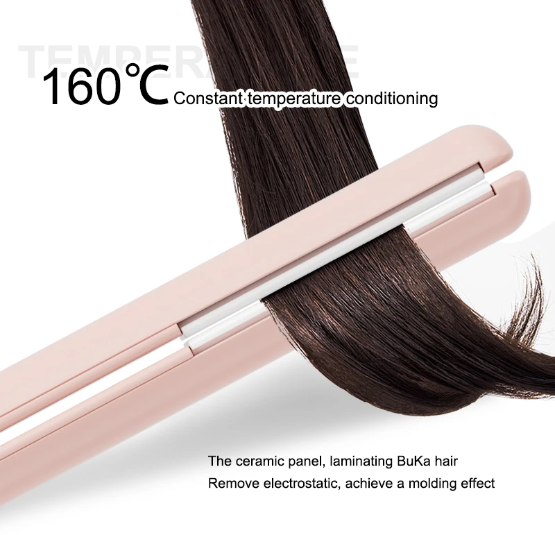 Professional Best Factory Hot Sale Portable Flat Iron Mini Pink 2 In 1 Hair Straightening And ...