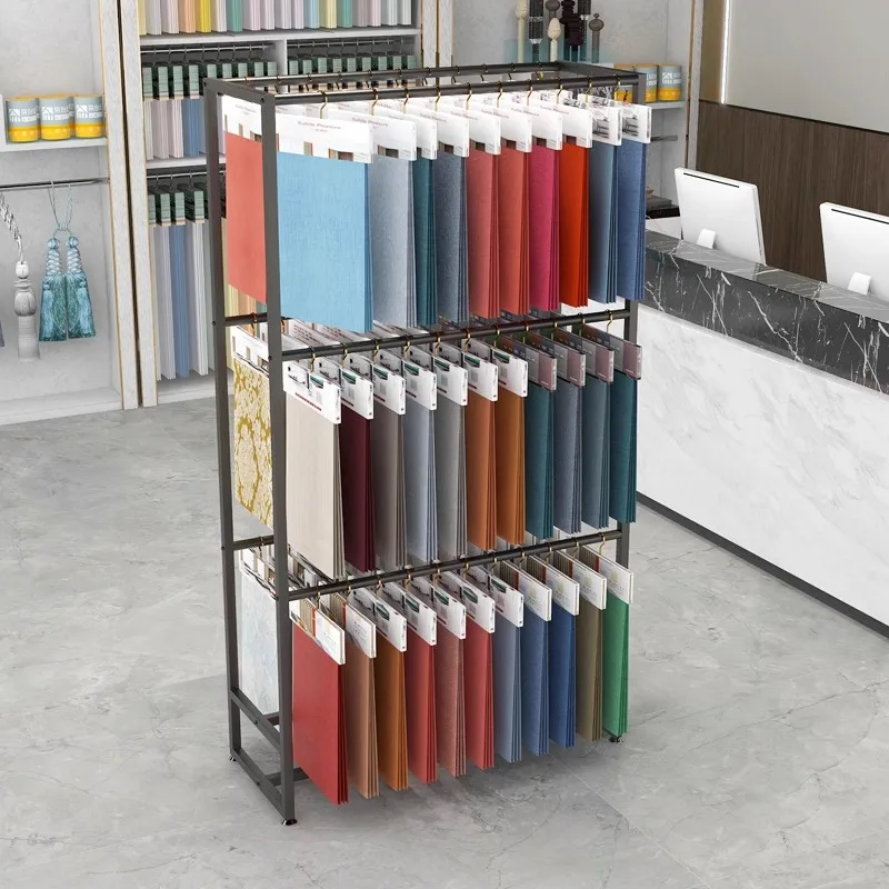 Gold Metal Fabric Display Racks - Stylish Store Solutions