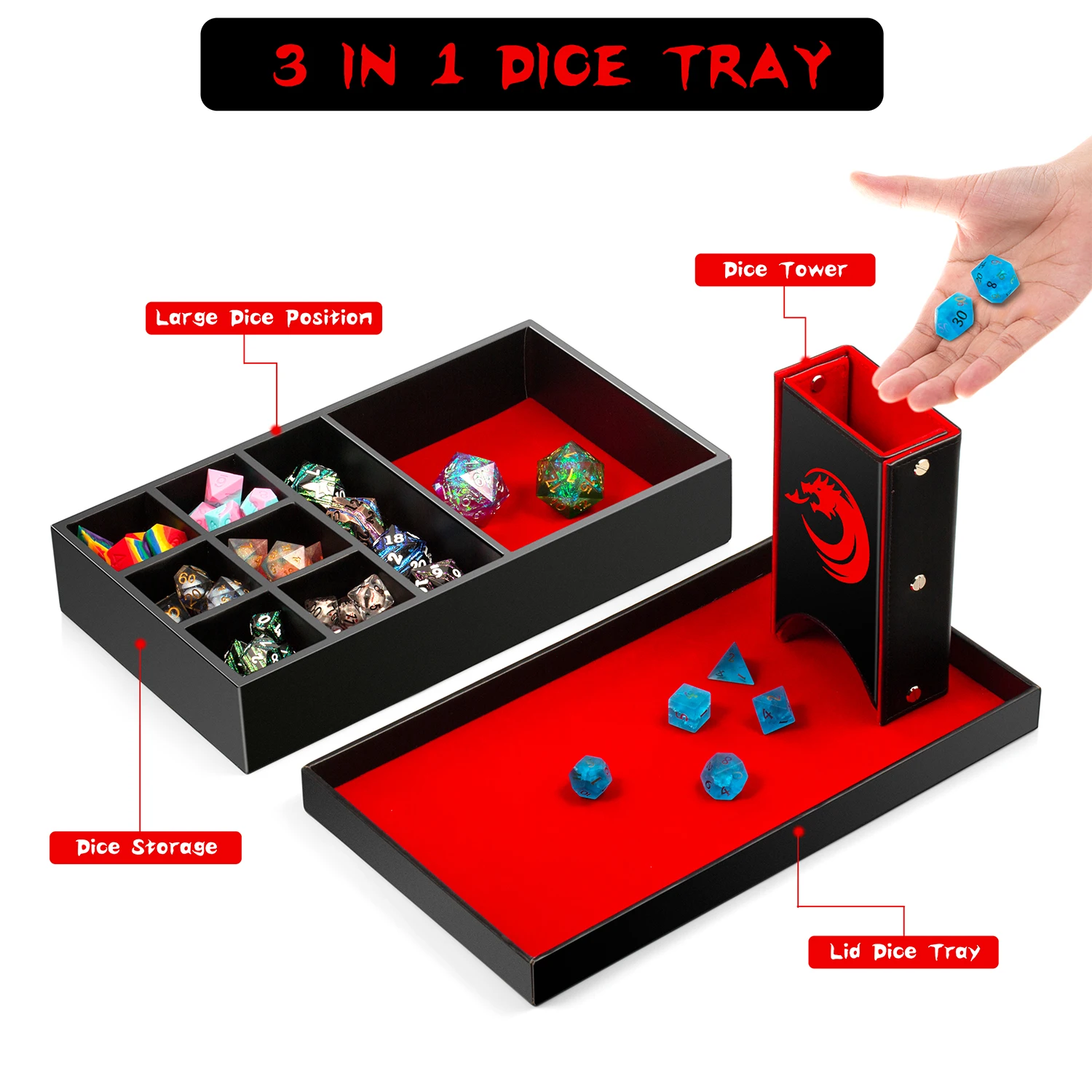 Alibaba.com: Custom Leather DnD Dice Tray with Removable Dice Tower, 3 ...