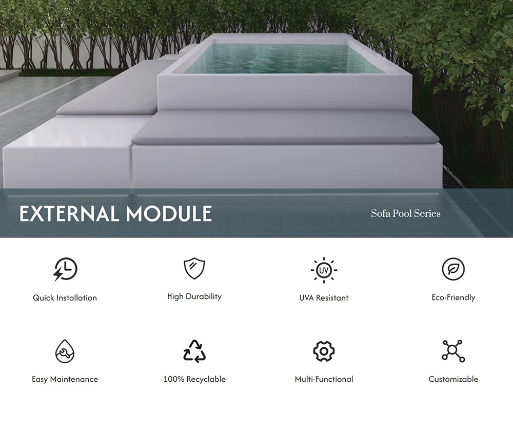 Resort Hotel Fiberglass Rectangular Swim Pool Kit for Garden Pool Design