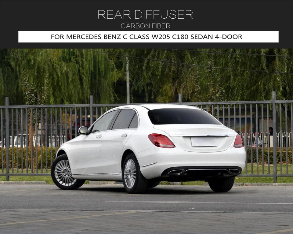 Carbon Fiber Rear Diffuser For Mercedes Benz C Class W205 4d 15-19 ...