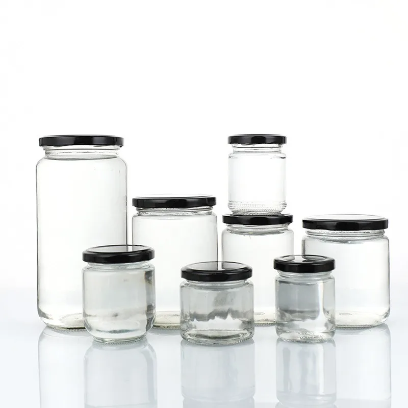 Hexagon Round Square Glass Storage Jar with Lids Luxury Frosted Small ...