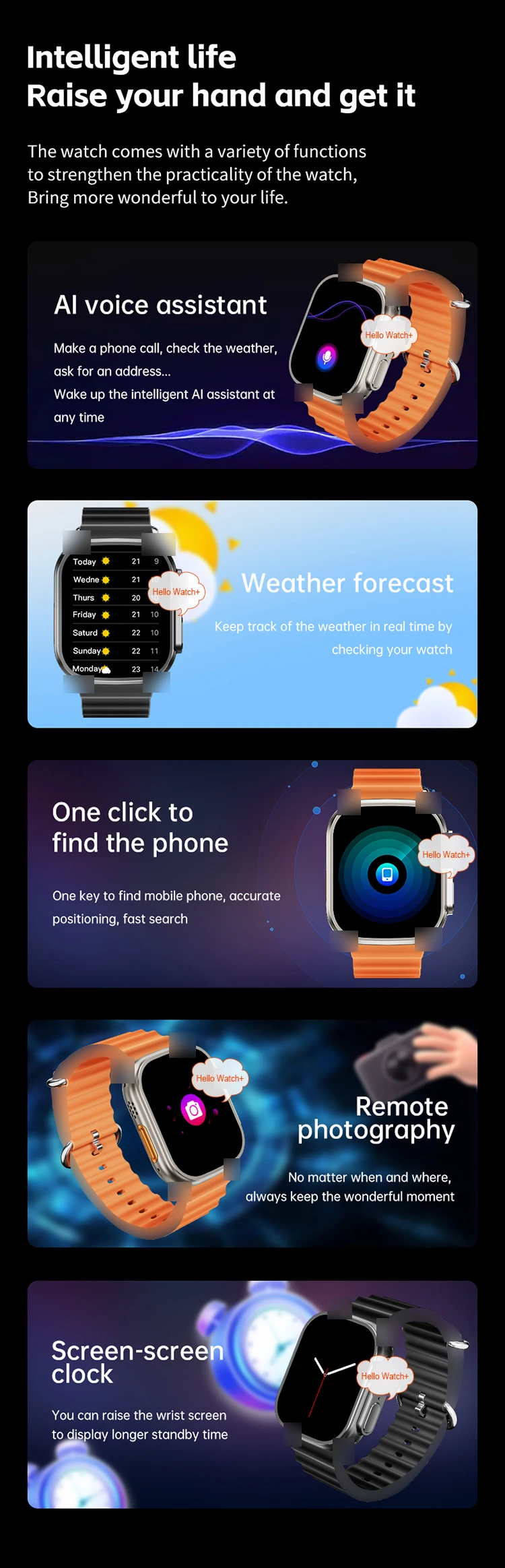 2023 New Hello Watch 3 H11 Ultra Smart Watch Upgraded Gen 3 4gb 2.04 ...