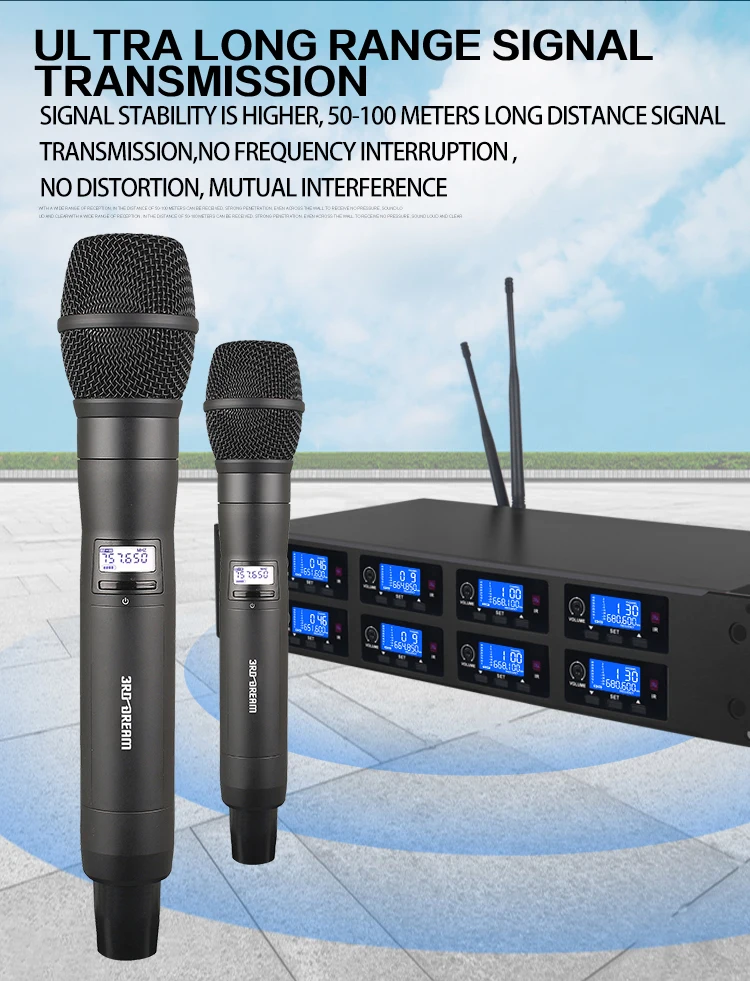 8 Channel Long-Distance Wireless Microphone True Diversity U-Segment ...