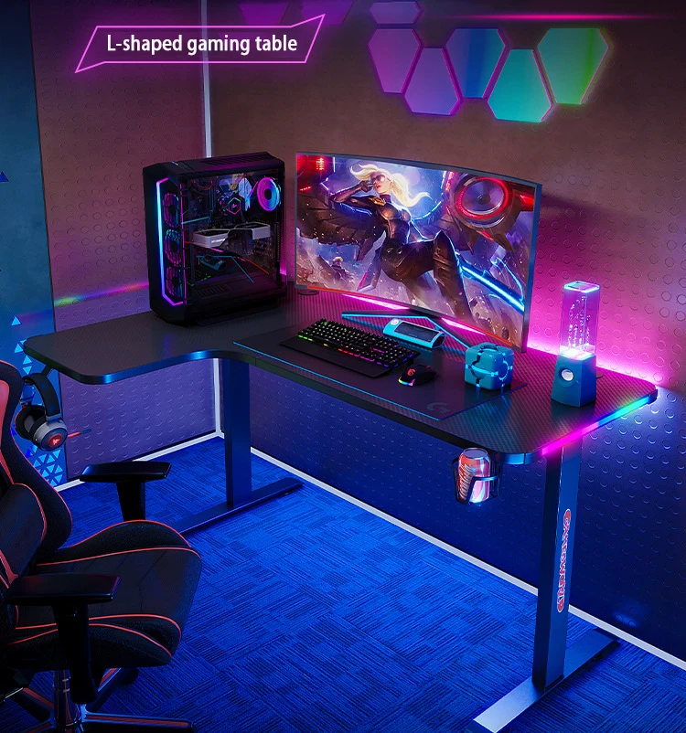 YZ L-Shape Gaming Desk - Adjustable, Ergonomic, and Stylish