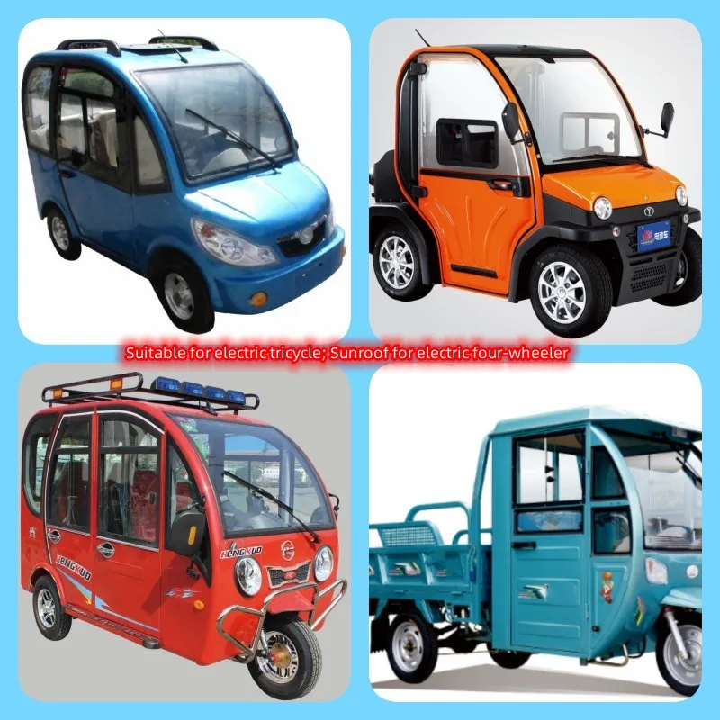 Electric Tricycle with Small Fan Sunroof - Fully Enclosed