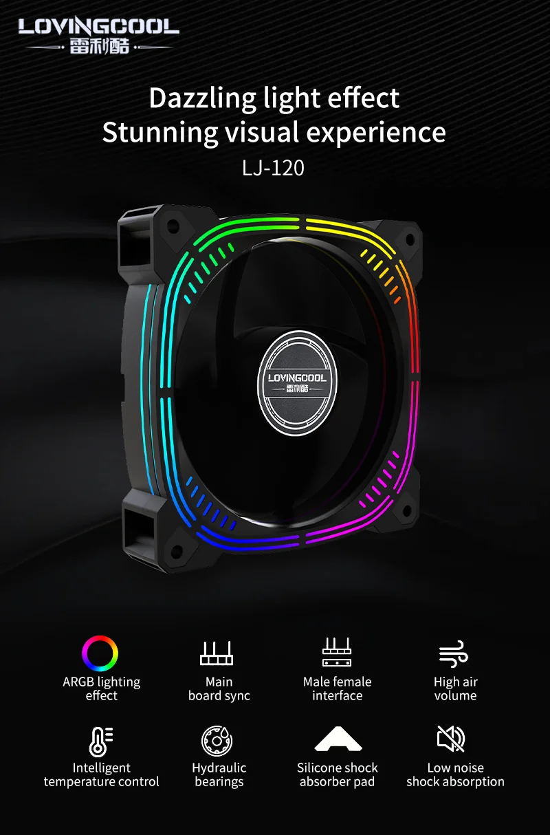 Lovingcool Plastic RGB Case Fan 120mm PC Cooling Fan CPU Cooler Fan ...
