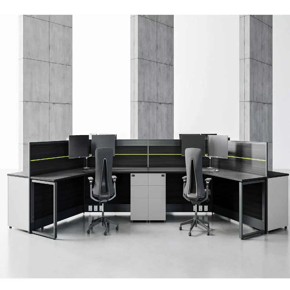 120 Degree V Shaped Modern Modular Workstation Office Table Computer ...