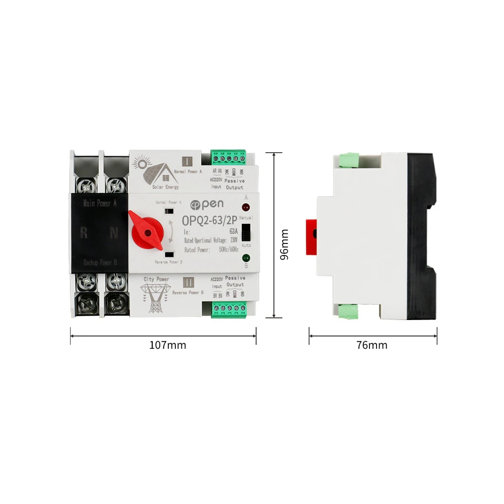 Din Rail Ats Pv Solar Inverter Dual Power Automatic Transfer Selector ...