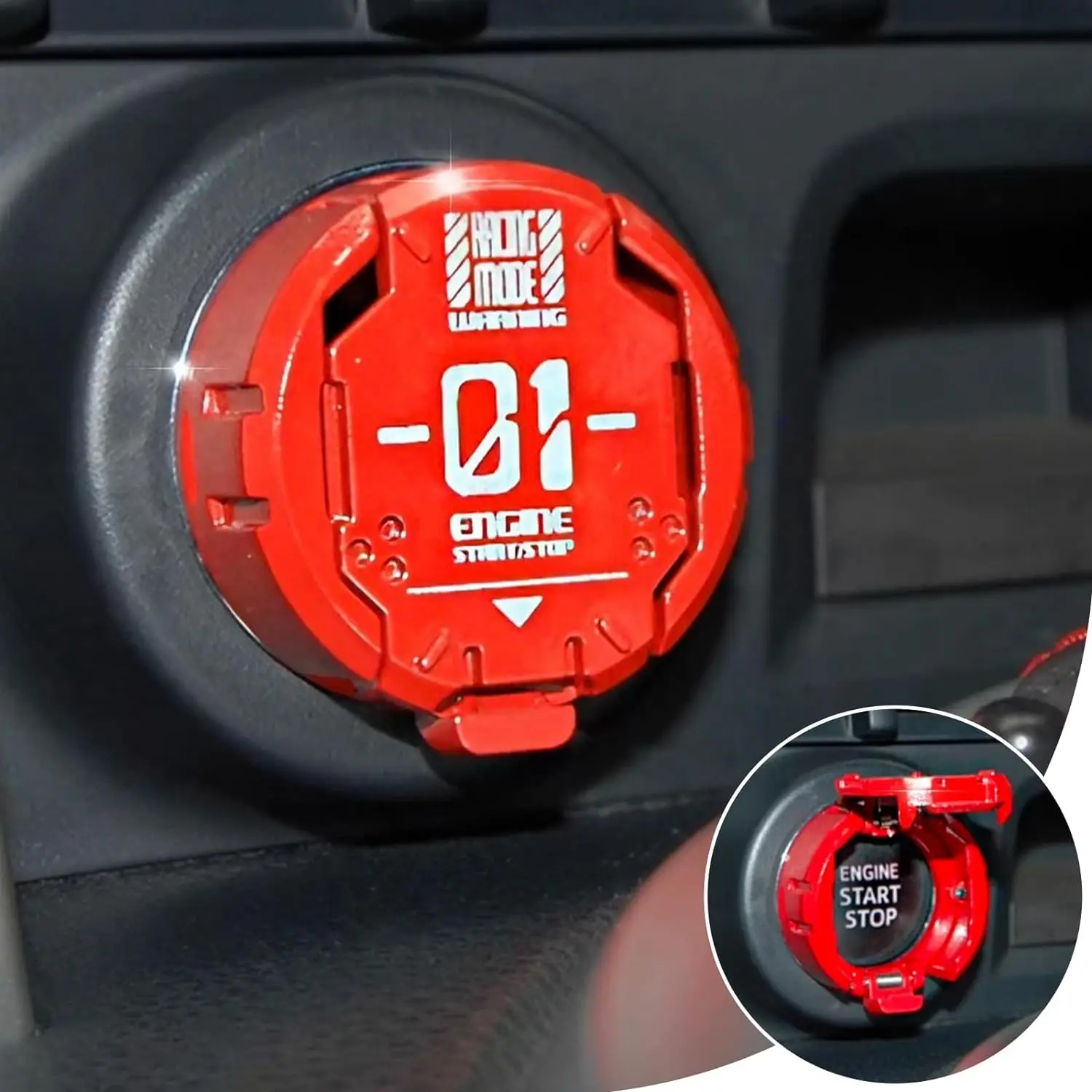 Push Start Button Cover,Metal Mecha Car Engine Start Stop Button Cover ...