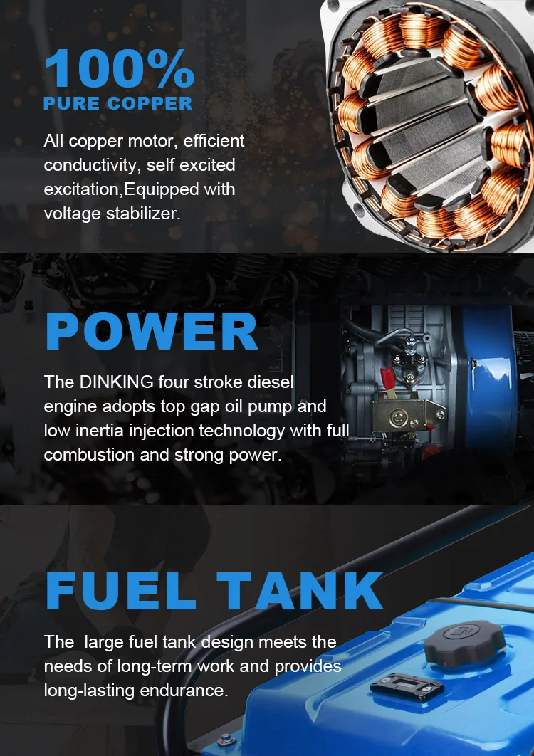 Dinking 6kw Diesel Generator Air-cooled Open Frame Type Diesel ...