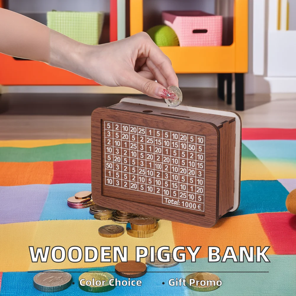 Factory Price Children's Cartoon House Pattern Wooden Piggy Bank Square ...