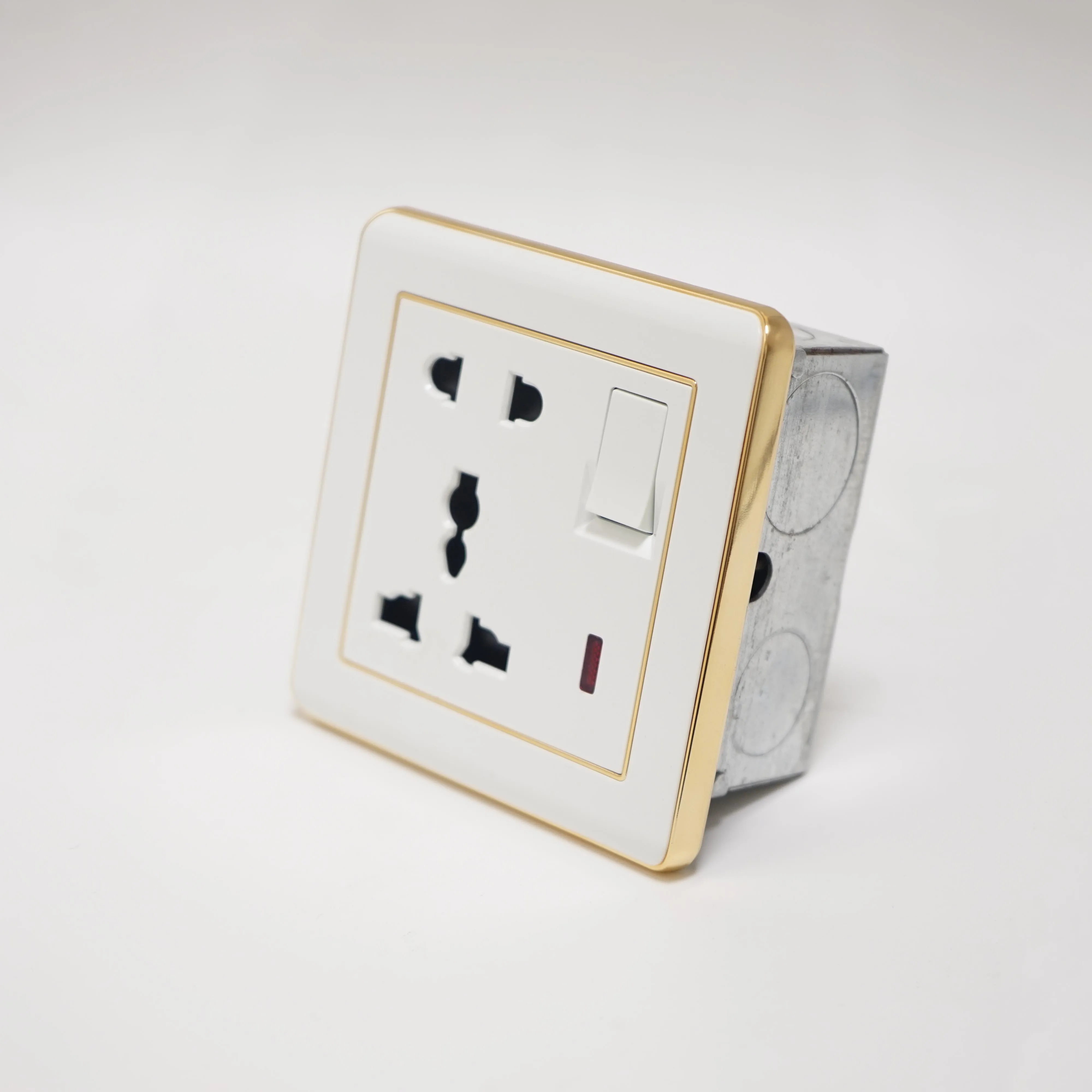 V8 Range 1 Gang Switch +5 Pin Socket + Neon White Color Silver ...