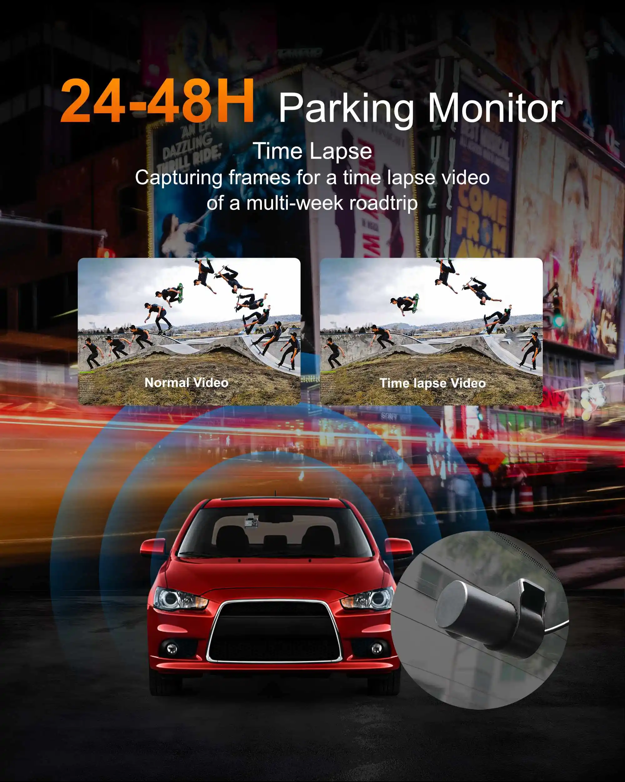 4K+1080P Dual Cam Front and Inside Wi-Fi GPS Parking Mode Parking Mode ...