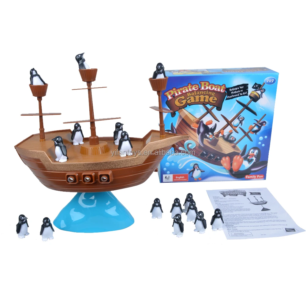 707-61 Desktop Pirate Boat Penguin Balance Game Child Parent ...